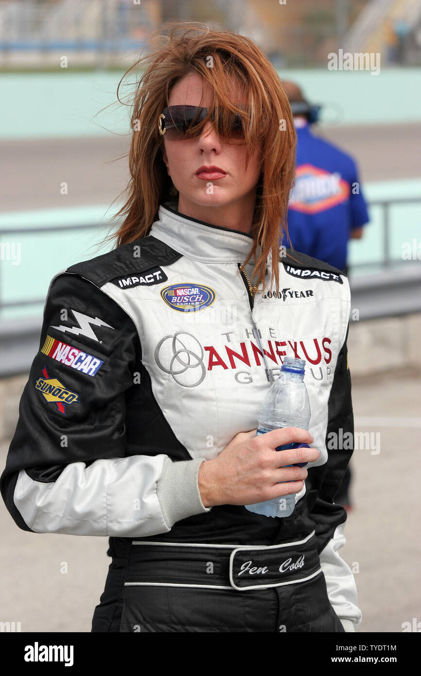 Jennifer Jo Cobb waits on pit road for her turn to run her qualifying ...