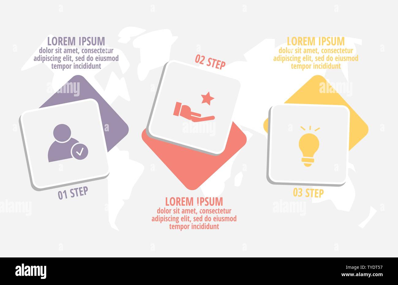 Vector Infographics flat template with three rectangles rounded corners ...