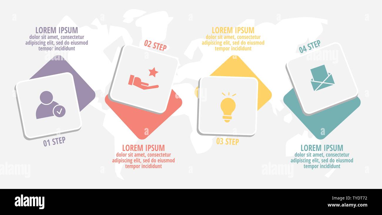 Vector Infographics flat template with four rectangles rounded corners ...