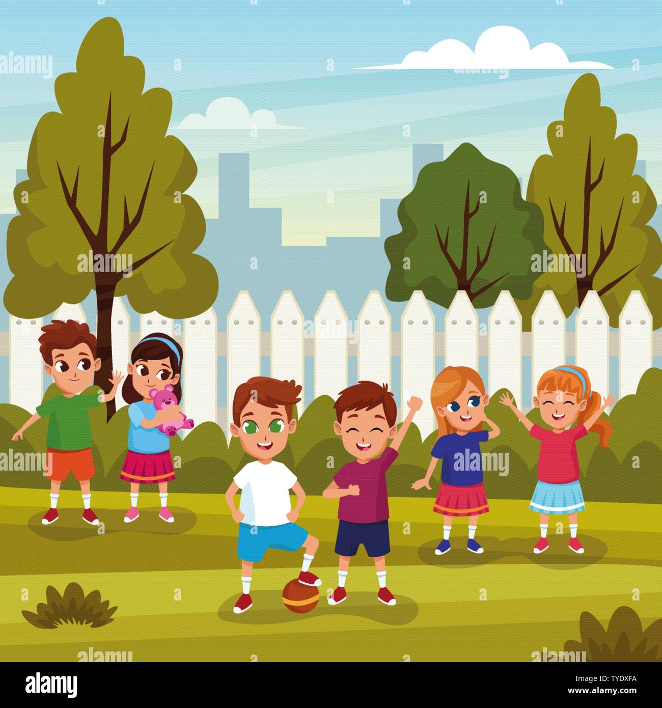 Kids Playing Outside Animated