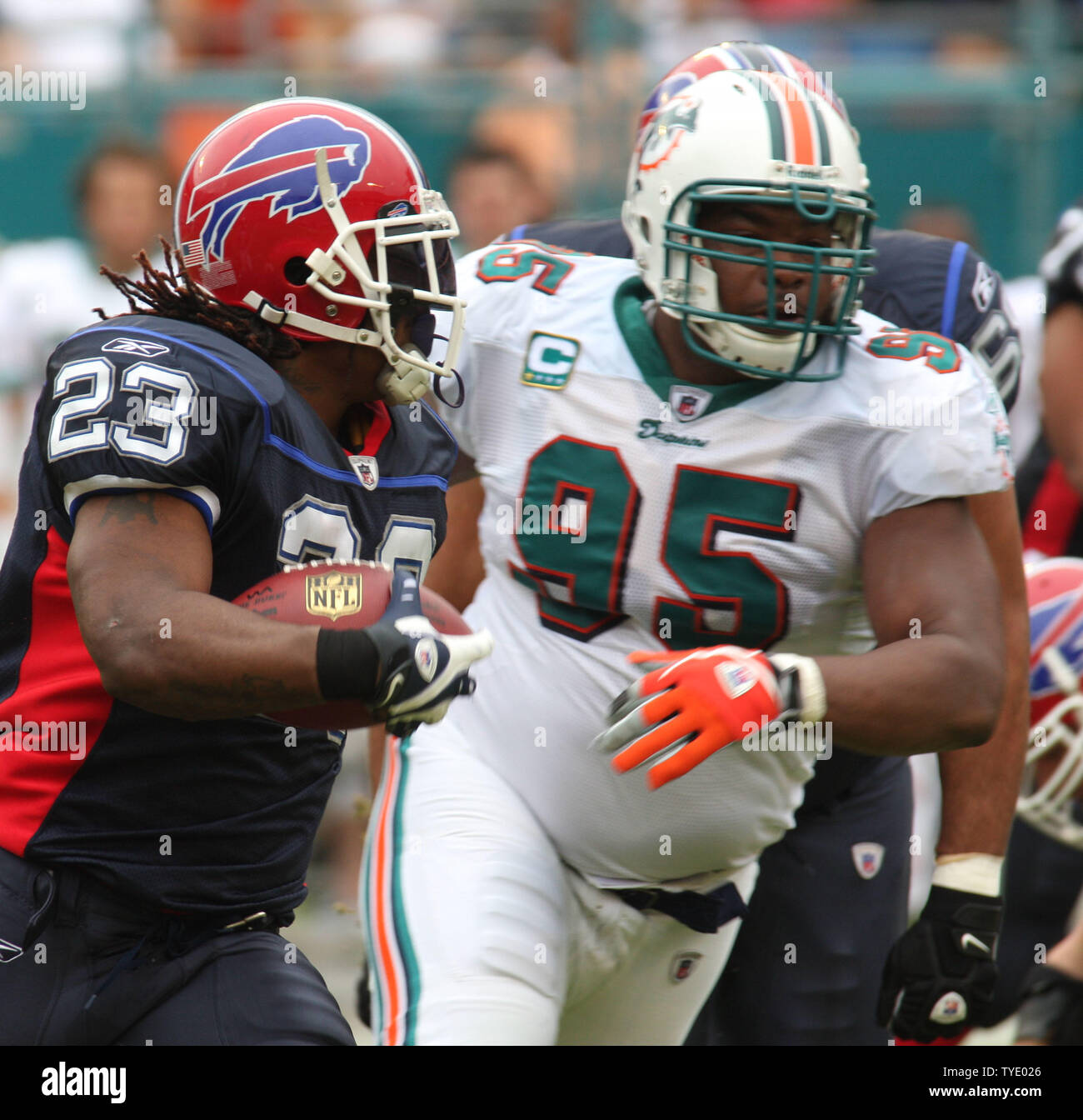 Miami Dolphins defensive tackle Jason Ferguson (95) pursues Buffalo ...