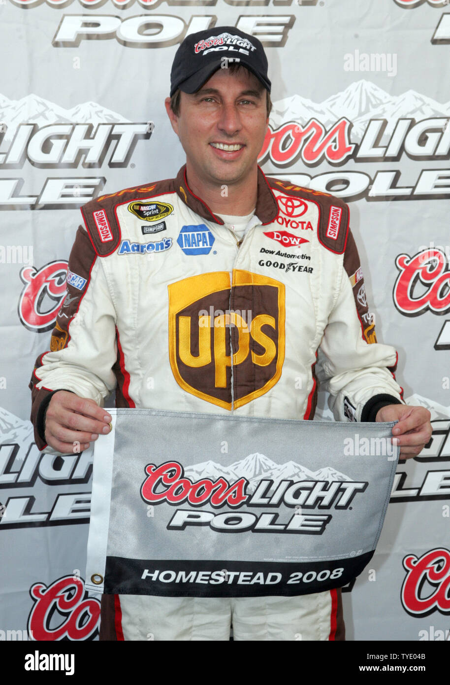 David Reutimann celebrates winning the Coors Light Pole award for the ...