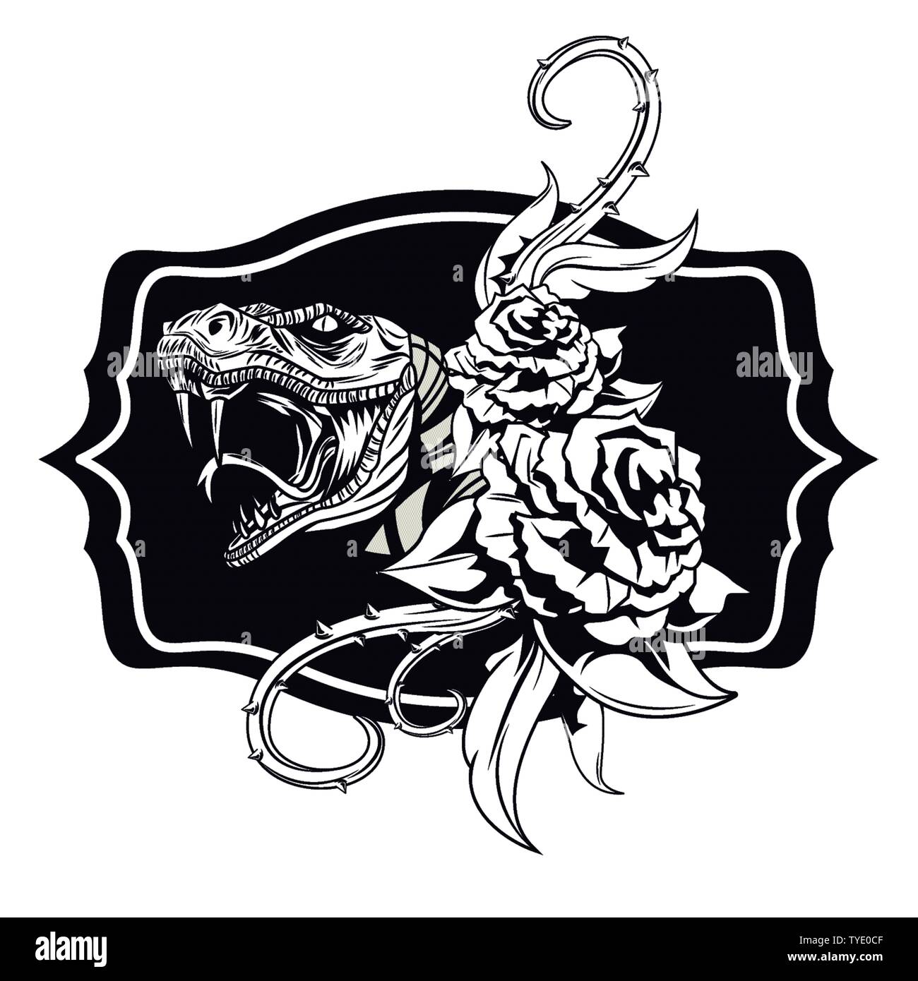 snake and roses drawn tattoo icon Stock Vector Image & Art - Alamy