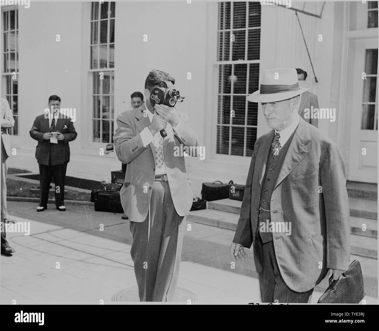 Photograph of Secretary of War Henry Stimson, evidently leaving the ...