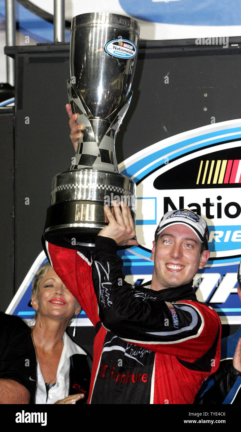 Kyle Busch celebrates winning the 2009 NASCAR Nationwide series ...