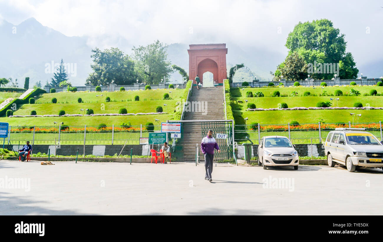 Mughal gardens or (Nishat Bagh garden) Srinagar, Jammu and Kashmir ...