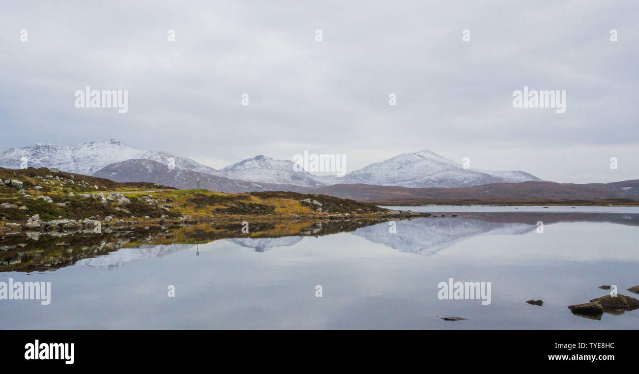 Loch Skipport and the Hills of South Uist, Hecla, Beinn Mhor, in winter ...