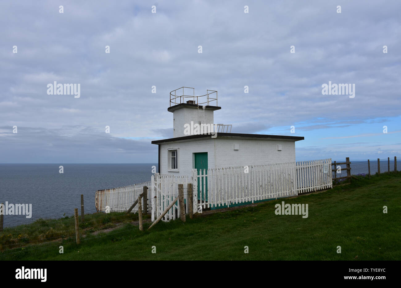 St Bees Head Coastguard Station on the sea cliffs above the Irish Sea ...