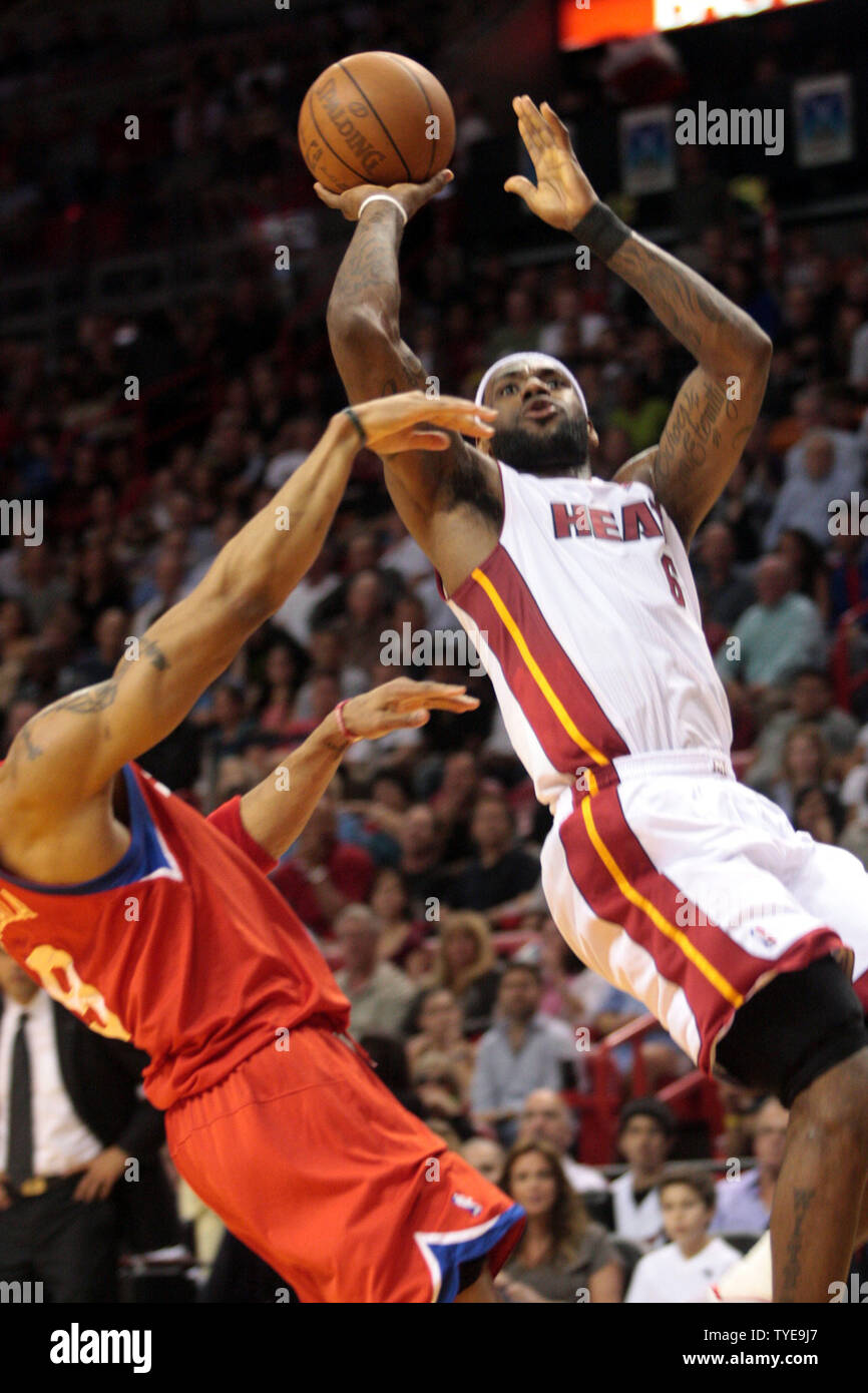 Miami Heat Forward Lebron James (6) shoots during first half action ...