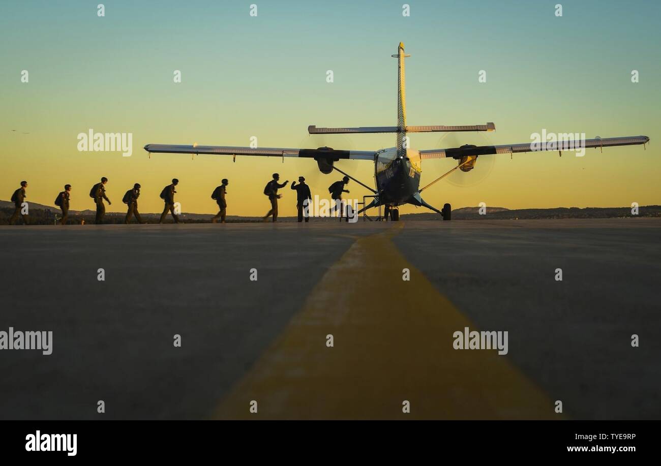 Cadets board a plane Nov. 3, 2016, on the flightline at the United ...