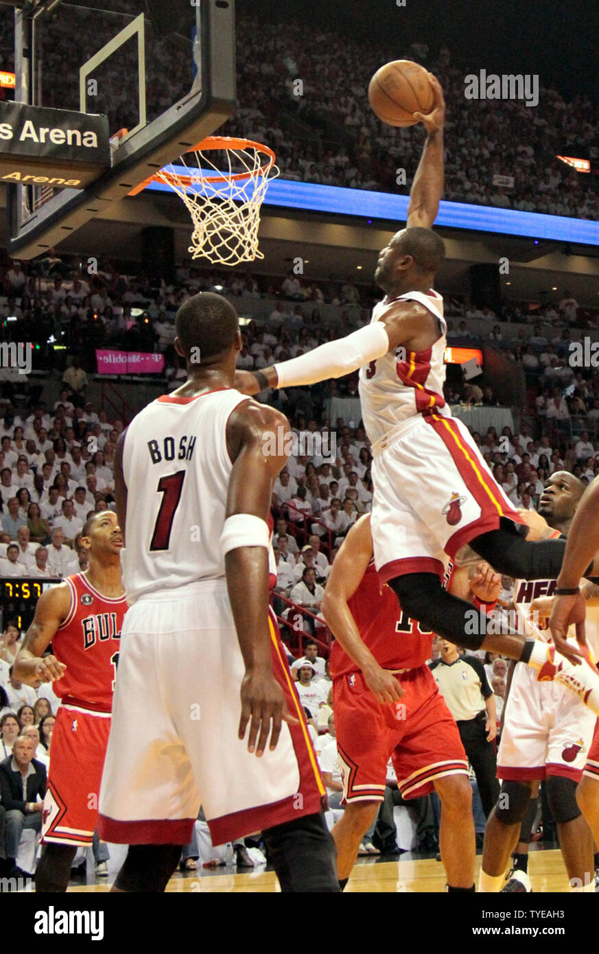 Miami Heat forward Dwyane Wade (3) slams the ball during game 3 of the ...
