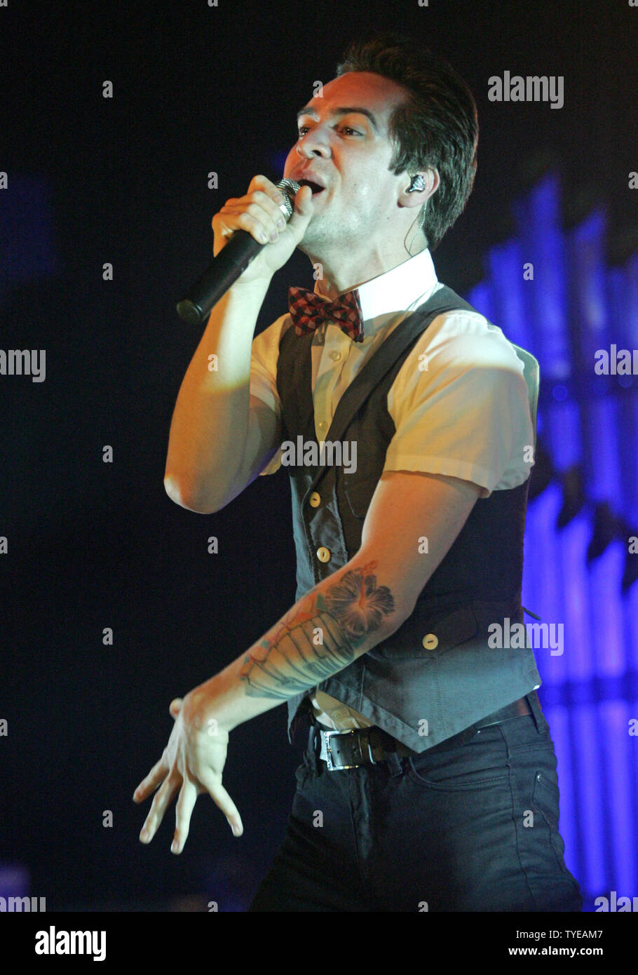 Brendon Urie with Panic at the Disco performs in concert at the Pompano ...