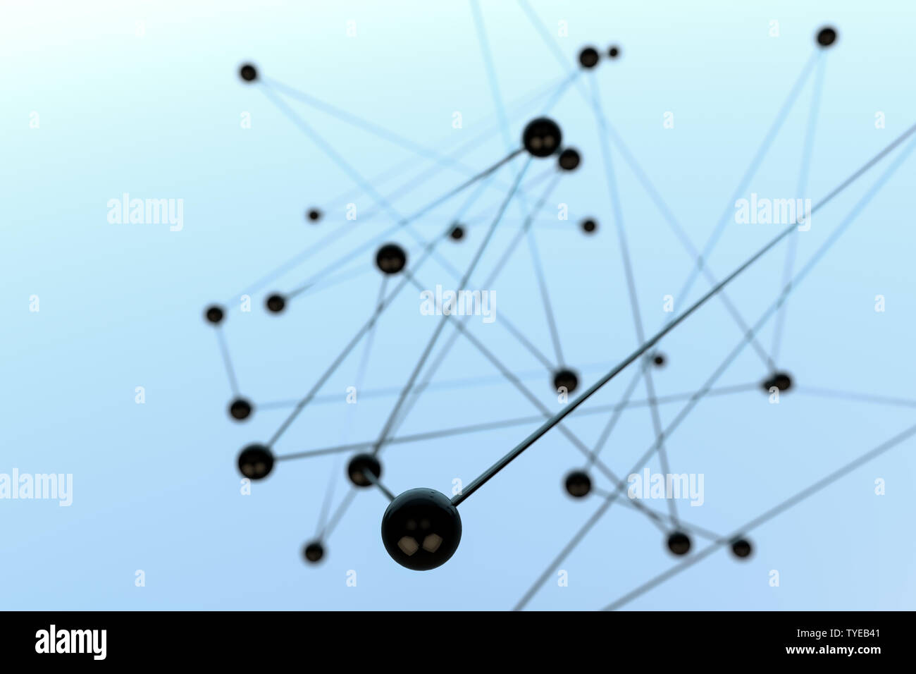 Circular nodes and line structures, three-dimensional rendering Stock ...