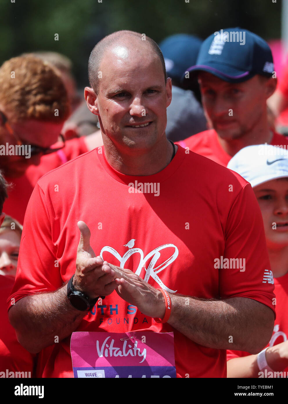 Andrew Strauss and the England ICC World Cup team take part in the 2019 ...