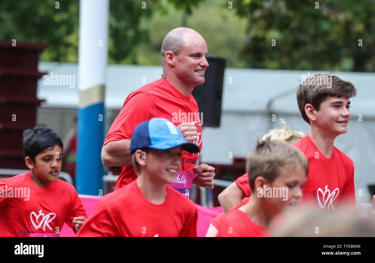 Andrew Strauss and the England ICC World Cup team take part in the 2019 ...
