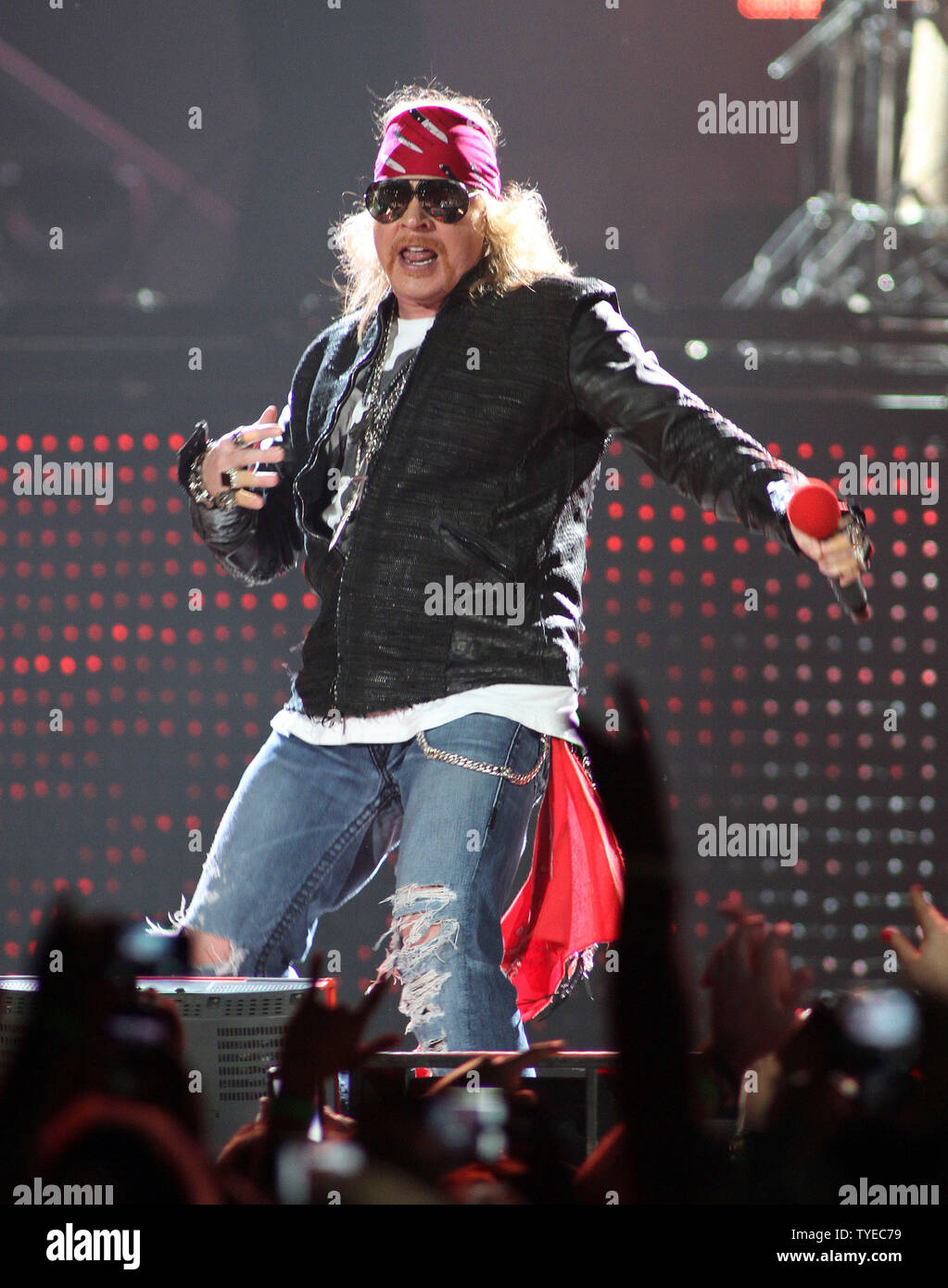 Axl Rose with Guns N' Roses performs in concert at the American ...