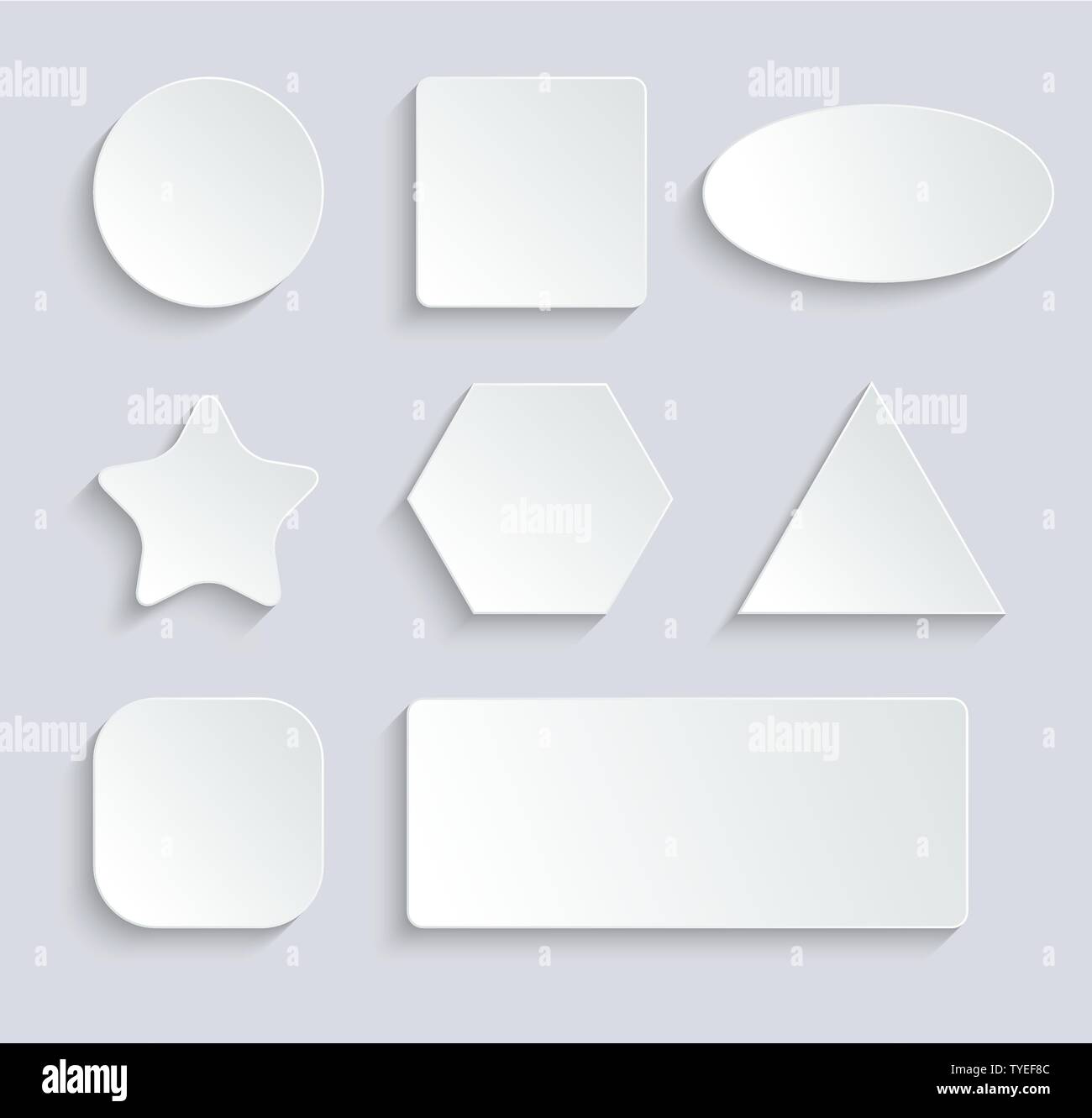 White blank speech bubbles, button set on gray background. Vector ...
