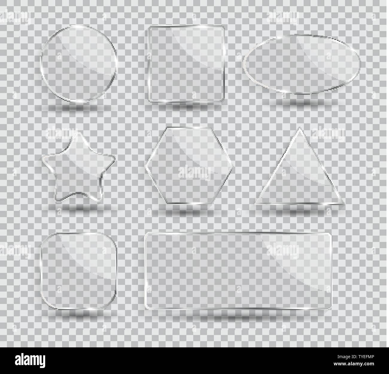 Glass Transparency Frame Collection Set Vector Illustration Stock ...