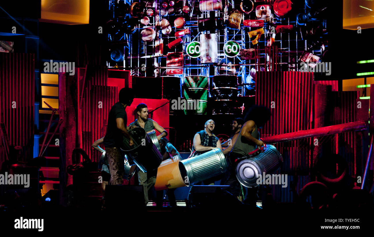 The music group Stomp performs during the 2013 Premios Tu Mundo Awards ...