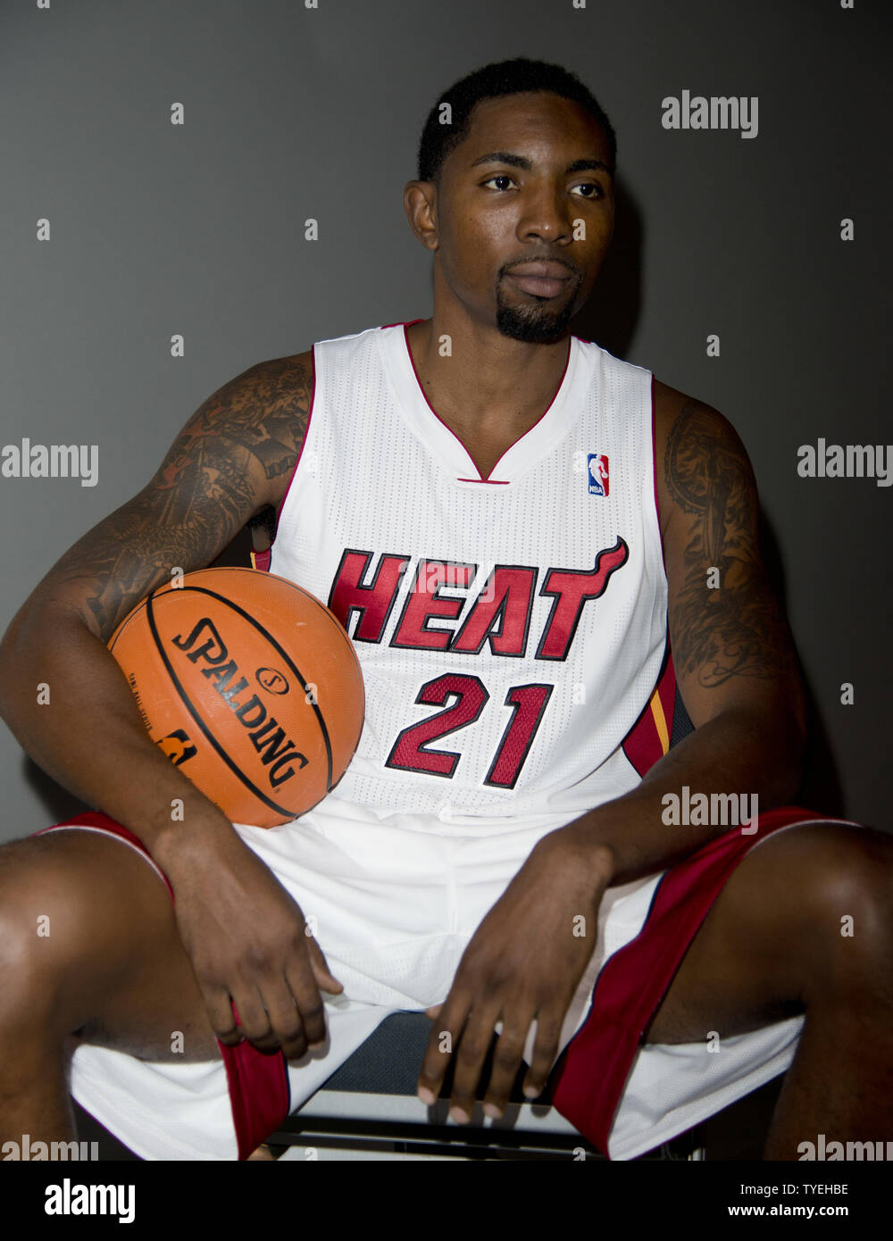 Miami Heat's Roger Mason Jr. (21) poses for a photo during the teams ...