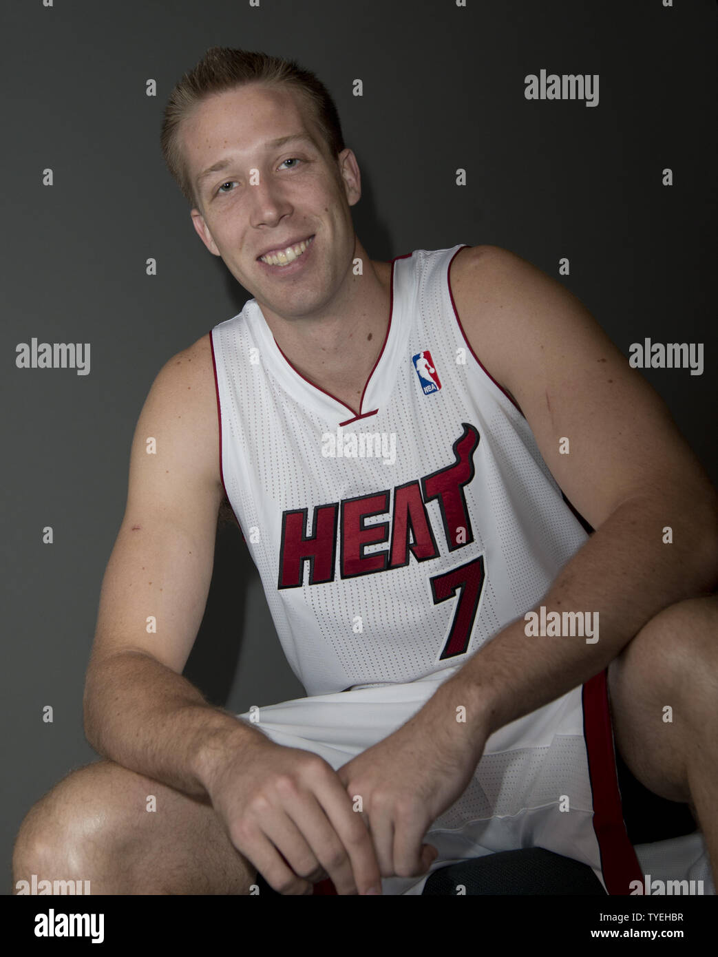 Miami Heat's Justin Hamilton (7) poses for a photo during the teams ...