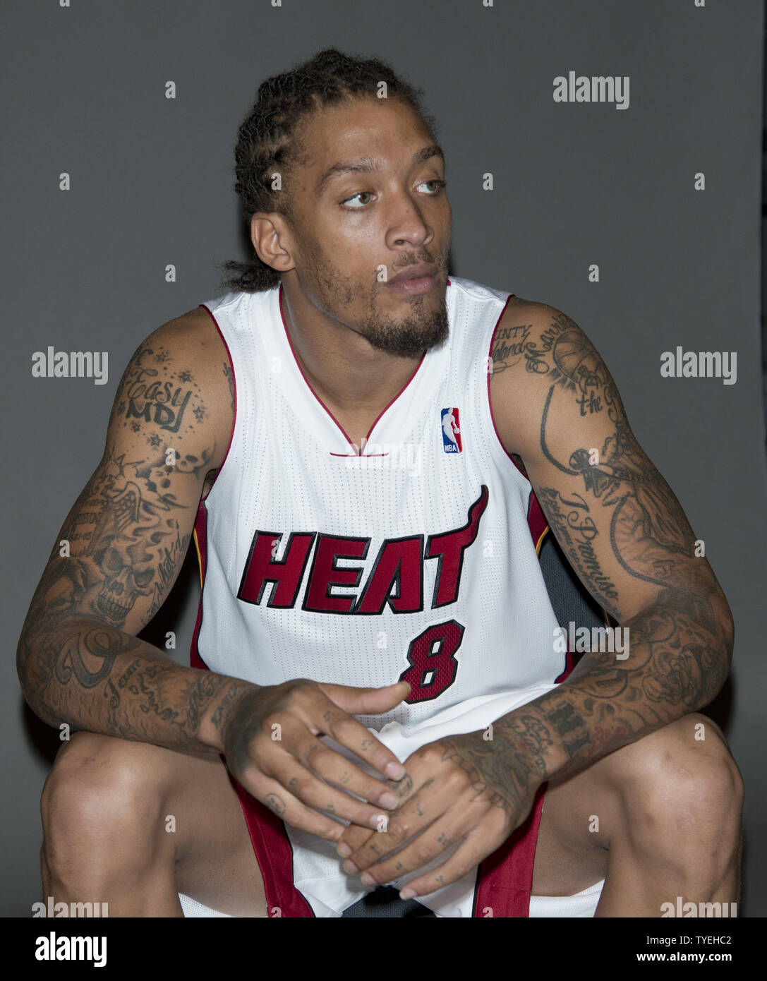 Miami Heat's Michael Beasley (8) poses for a photo during the teams ...
