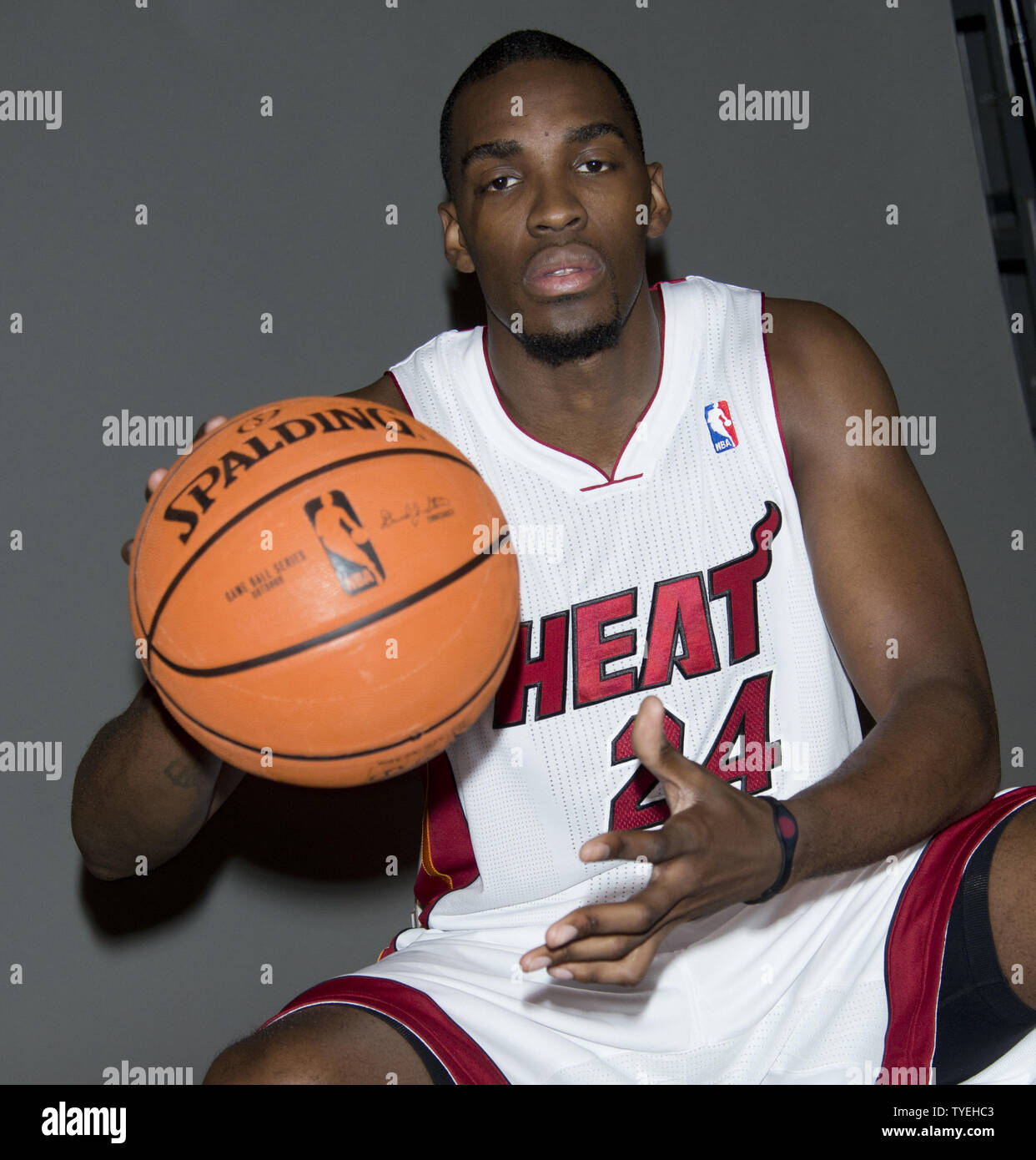Miami Heat's Jarvis Varnado (24) poses for a photo during the teams ...