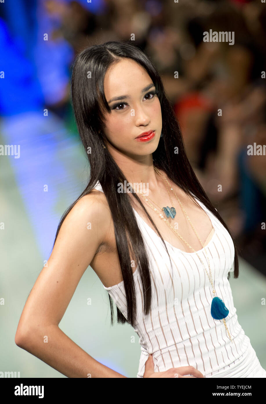 A model from Erin Healy fashions walks on the runway at the Miami Beach ...
