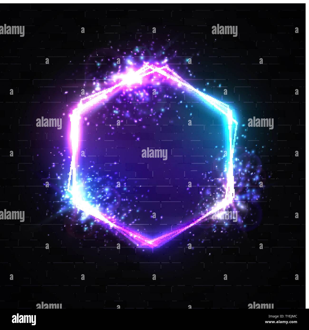 Neon light hexagon on Stock Vector Images - Alamy