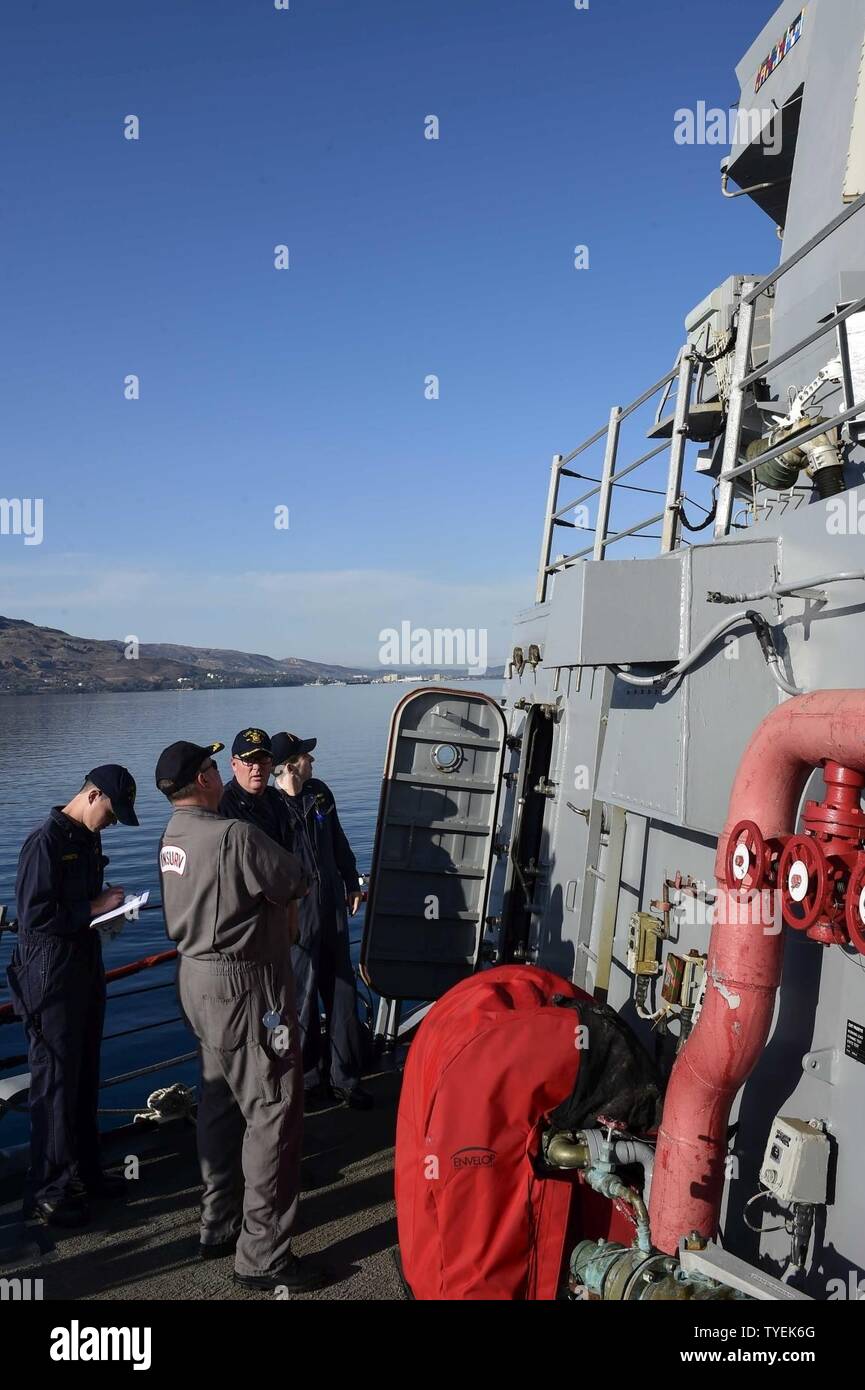 BAY, GREECE (Nov. 4, 2016) Cmdr. Russell Caldwell, commanding officer ...