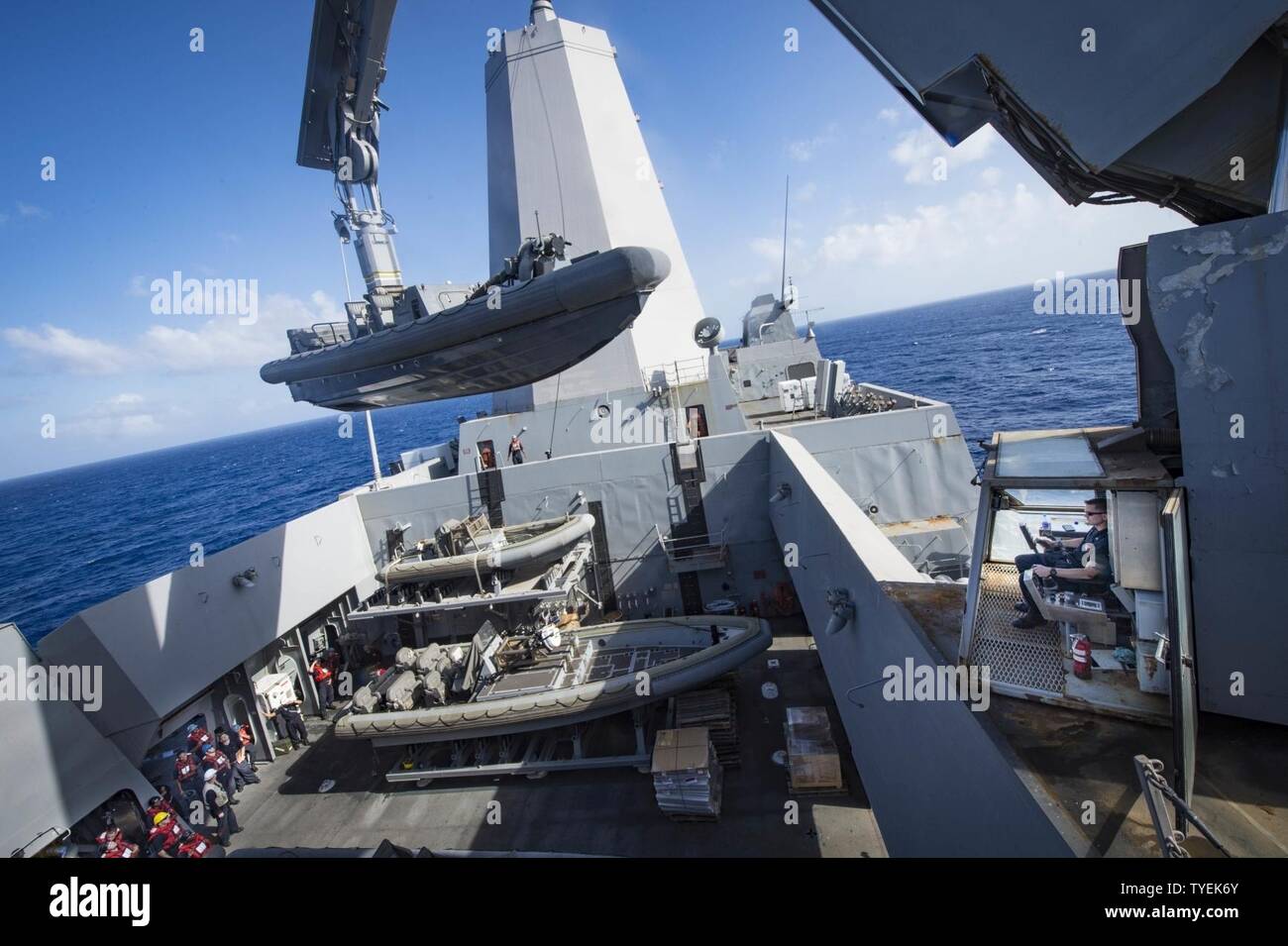 MEDITERRANEAN SEA (Nov. 4, 2016) Sailors prepare a rigid-hull ...