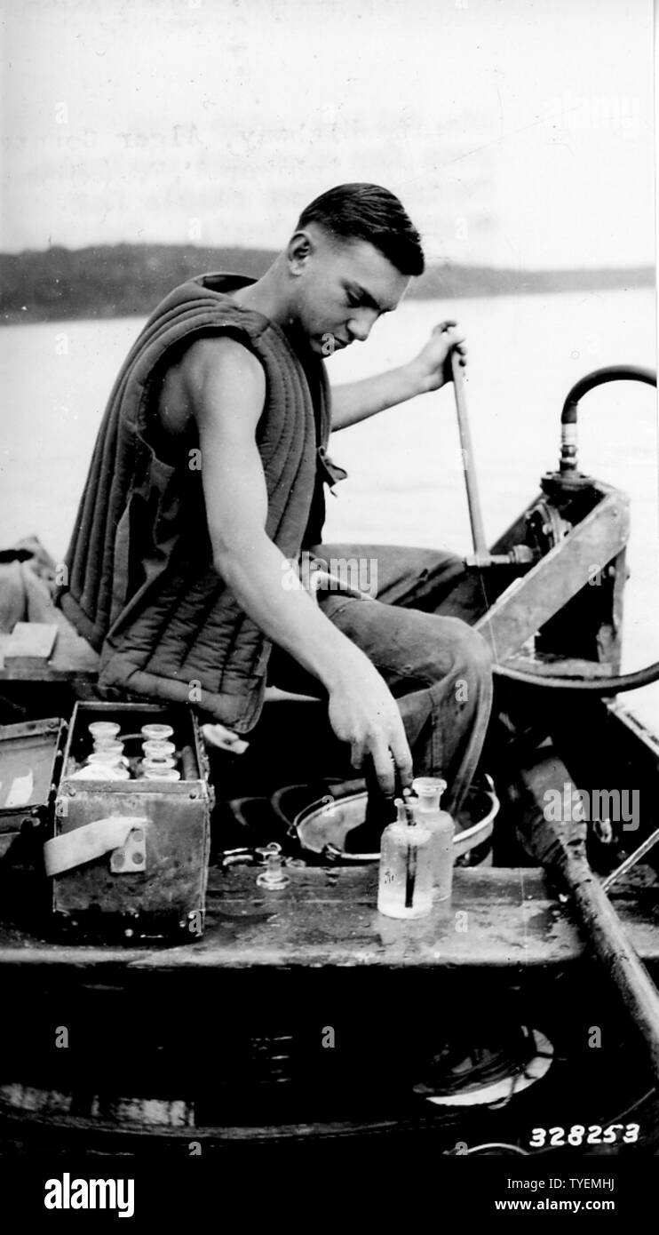 Photograph of a Man Taking Water with a Pump for Chemical Analysis ...