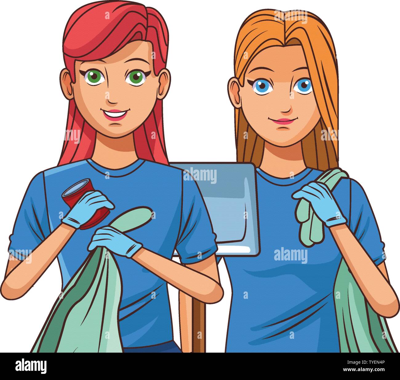 cleaning service person avatar cartoon character Stock Vector Image ...