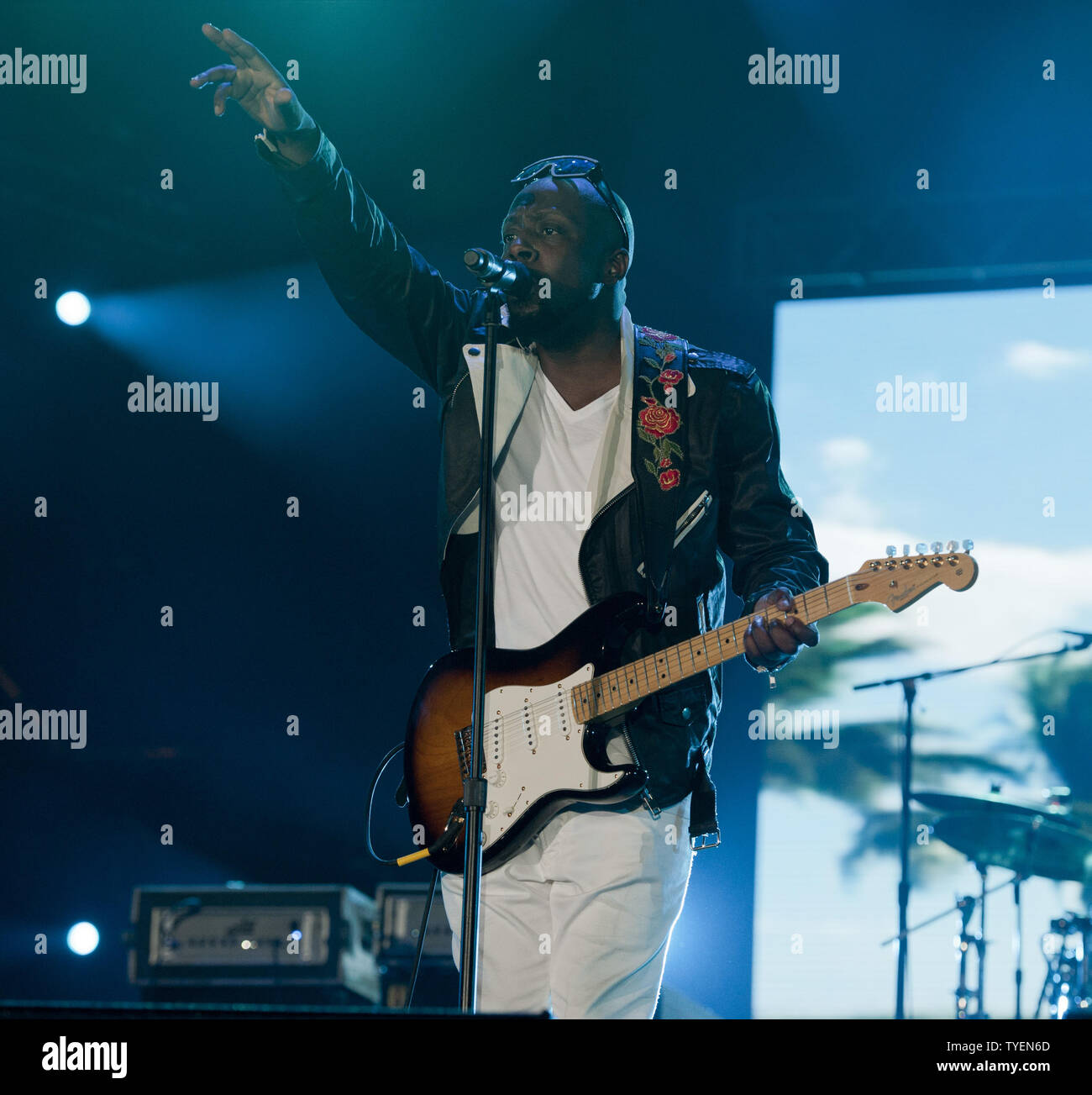 Recording artist Wyclef Jean performs on stage at the Hard Rock Rising ...