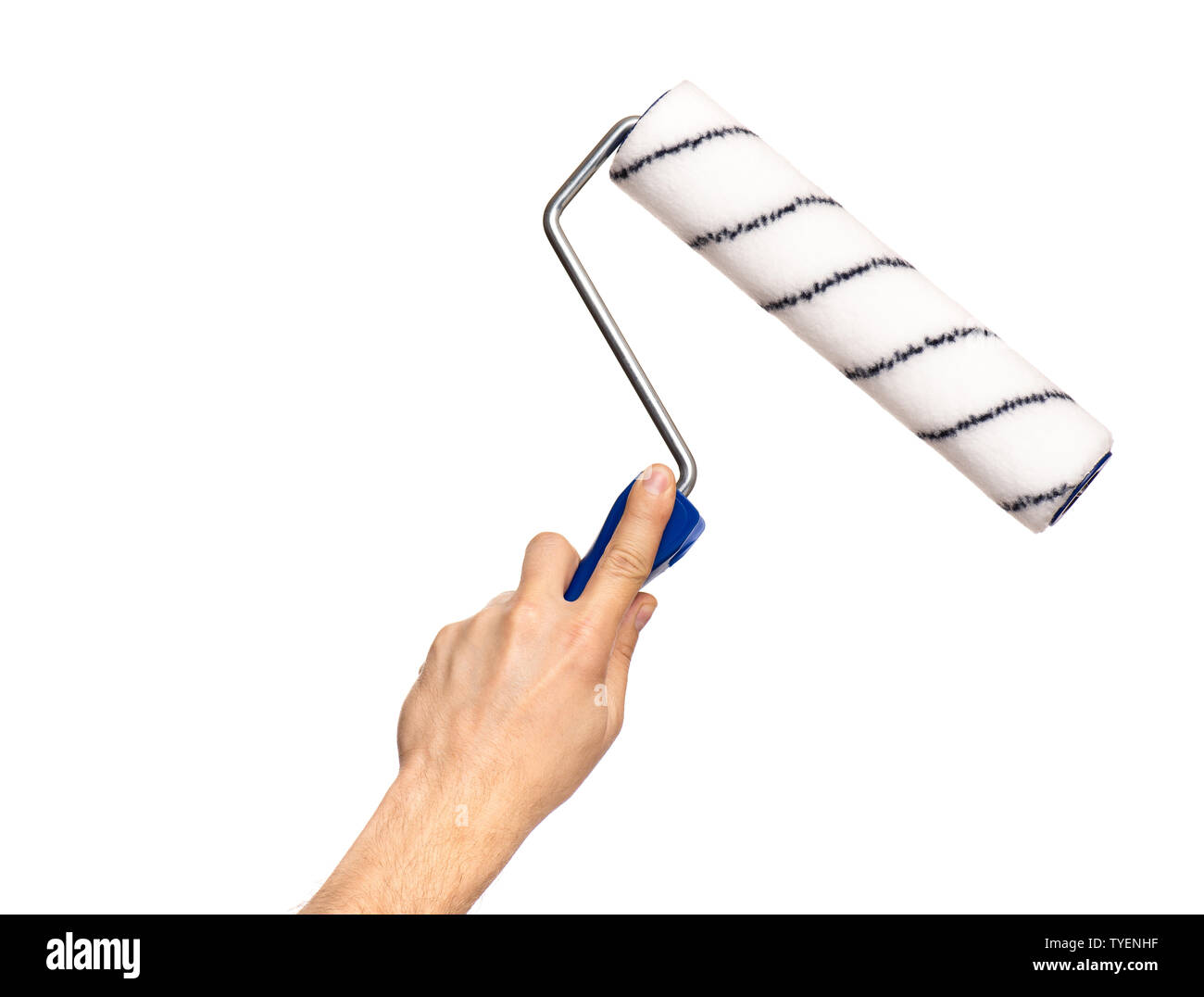 Hand with paint roller Stock Photo - Alamy