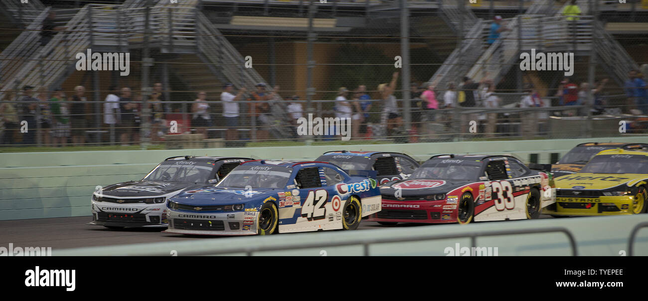 NASCAR Xfinity Series racer Kyle Larson (42) wins the Xfinity Series ...