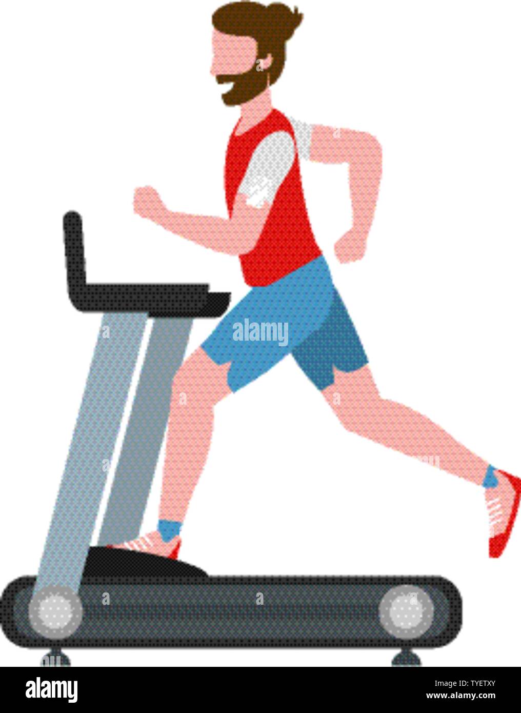 fitness exercise man running over treadmill workout healthy fit ...