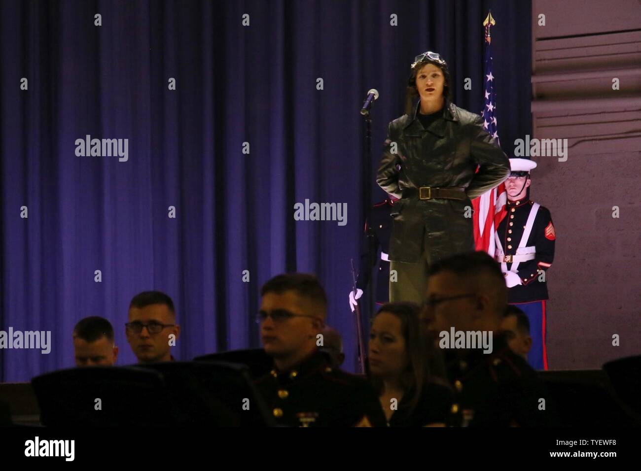 Lance Cpl. Sean Weaver represents 2nd Lt. Alfred A. Cunningham, the ...