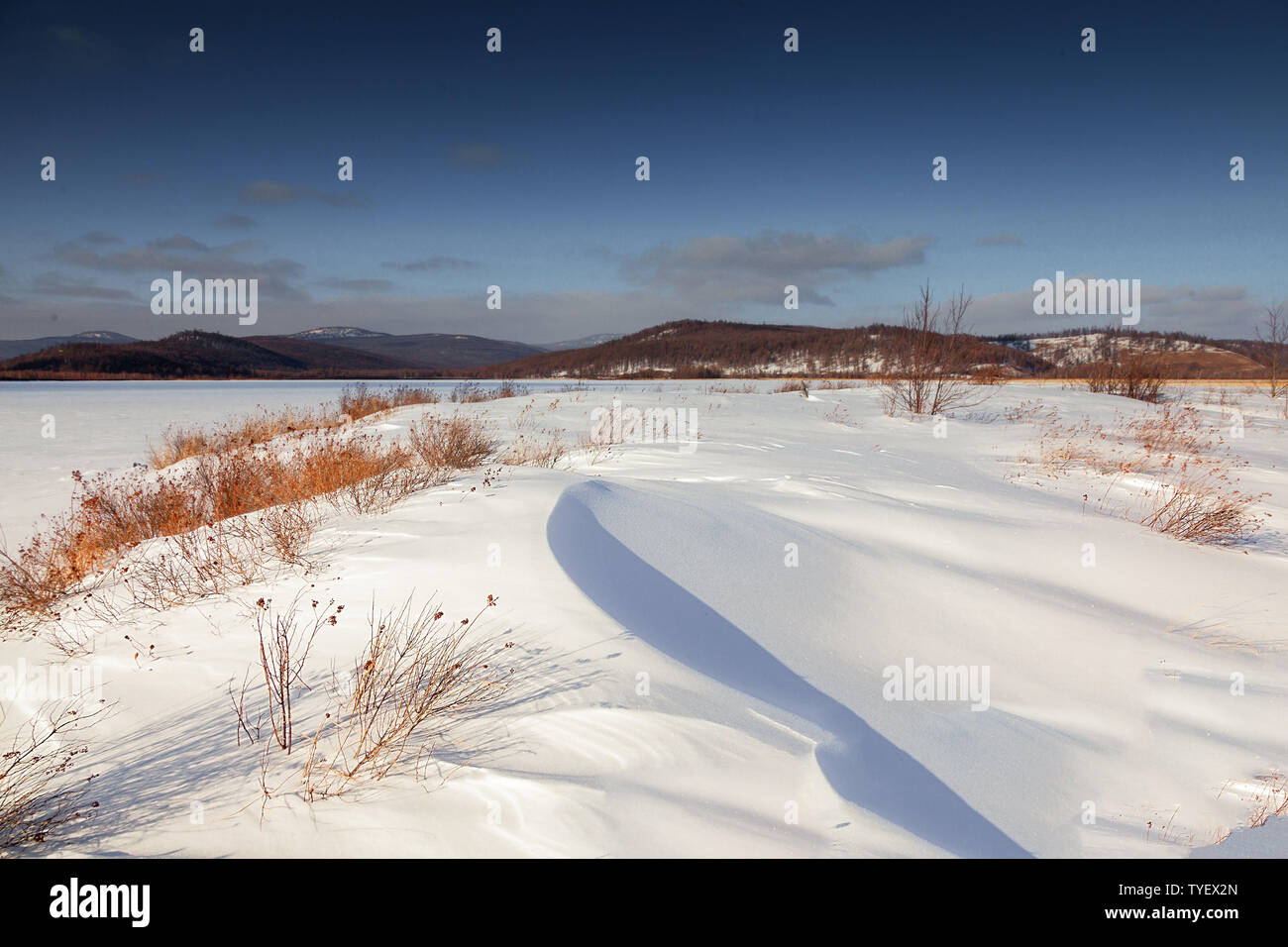The scenery of Alshan snow in Hulunbuir City, Inner Mongolia Stock ...