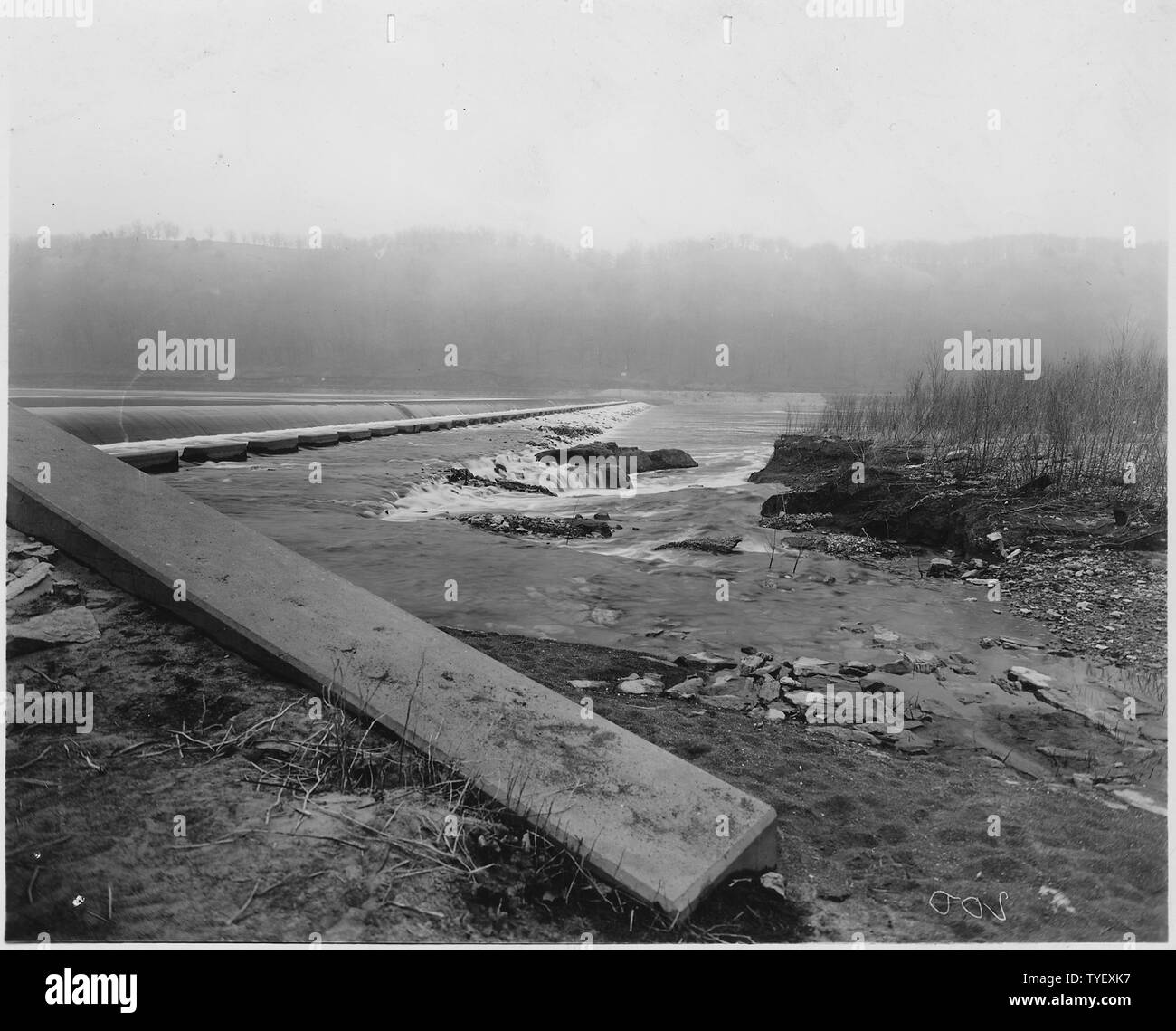 Photograph of erosion below Ogee Spillway, Dam No. 10, Mississippi ...