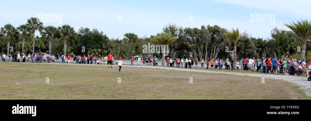 Trump Supporters line up waiting for President Donald Trump to hold a ...
