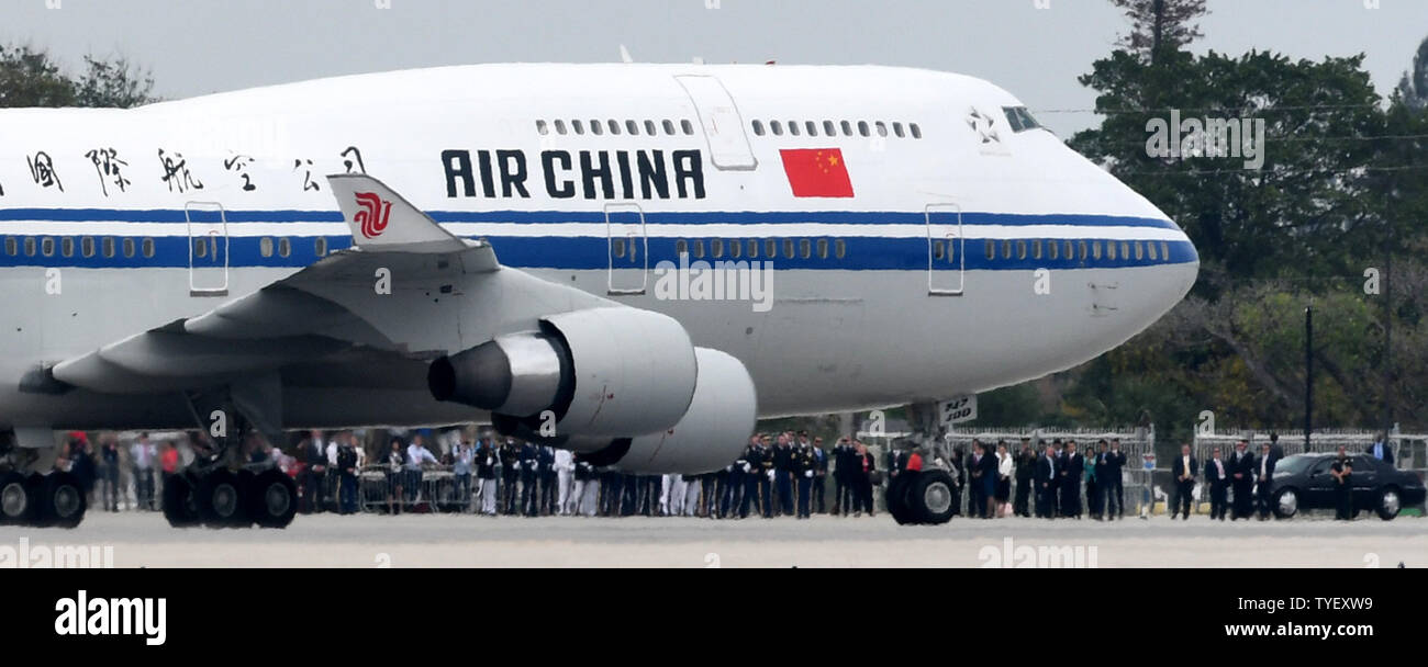 Chinese President Xi Jinping Air China jet after landing at West Palm ...