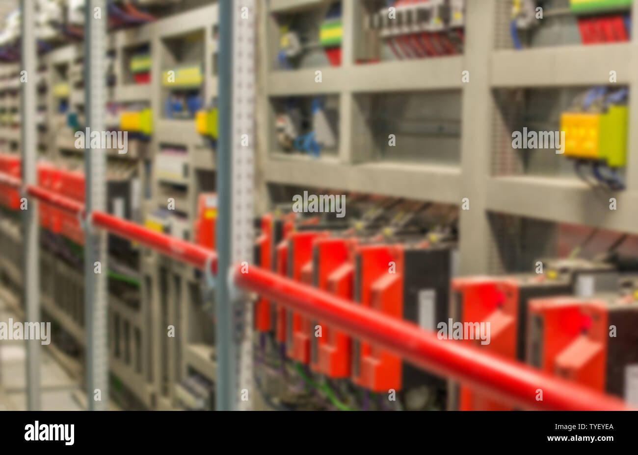 PLC cabinet. Blurred engineering background Stock Photo - Alamy