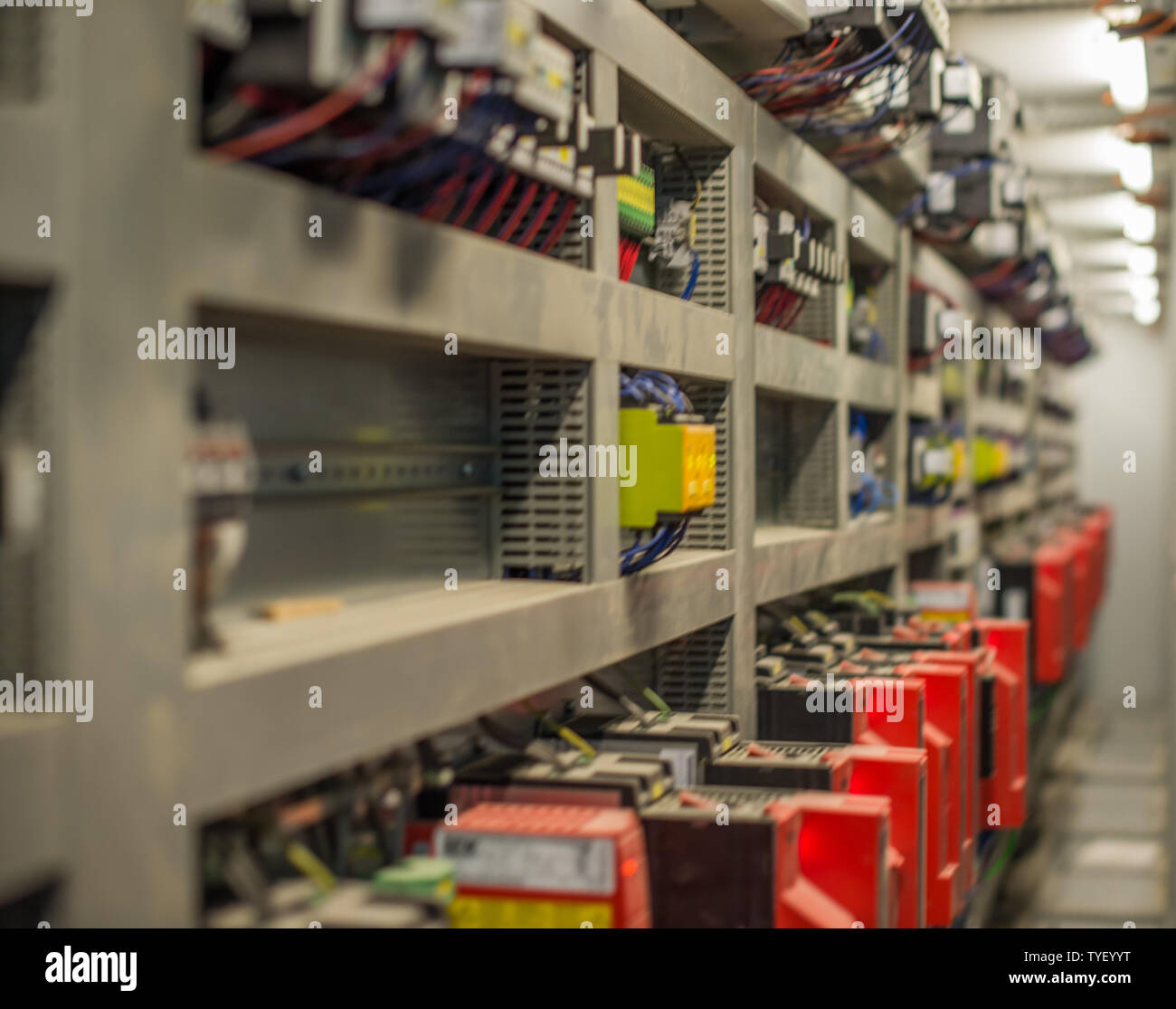 Electrical cabinet. Blurred engineering background Stock Photo - Alamy