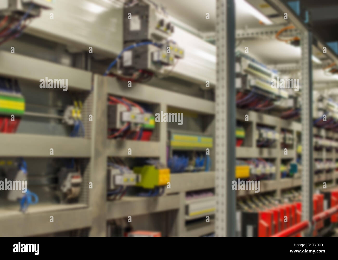 Electrical cabinet. Blurred engineering background Stock Photo - Alamy