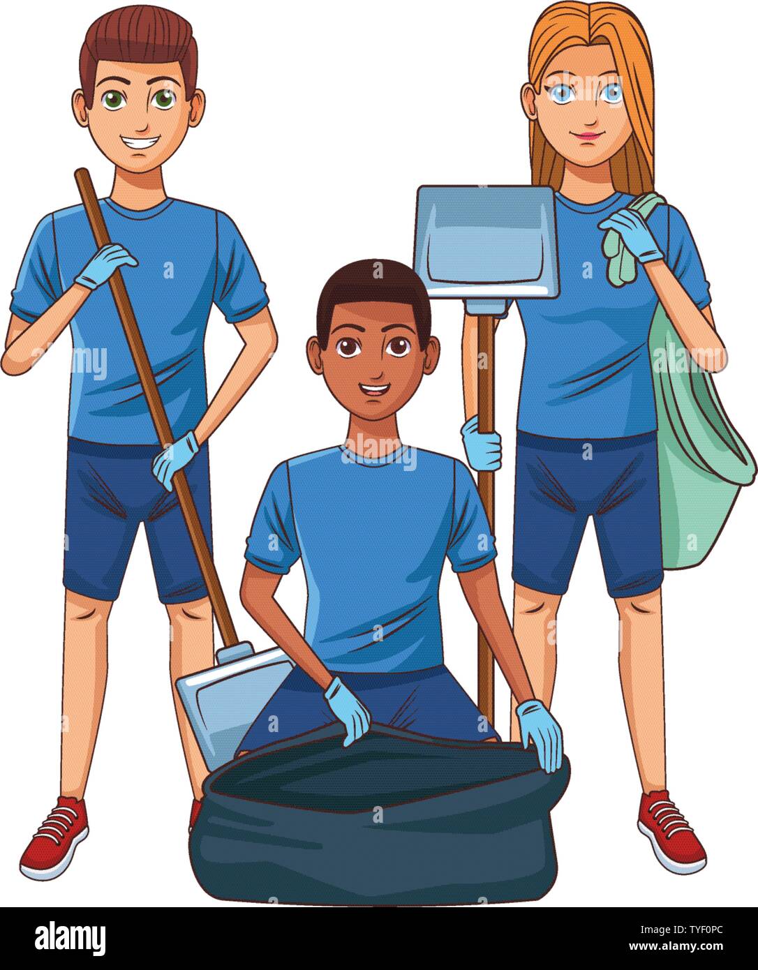 cleaning service person avatar cartoon character Stock Vector Image ...