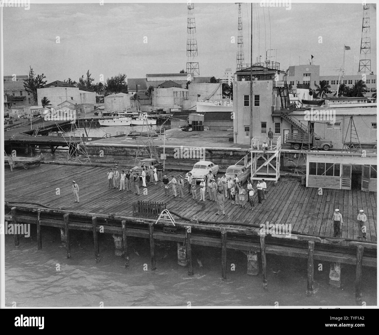 Photograph of persons gathered on the dock at Key West, Florida ...