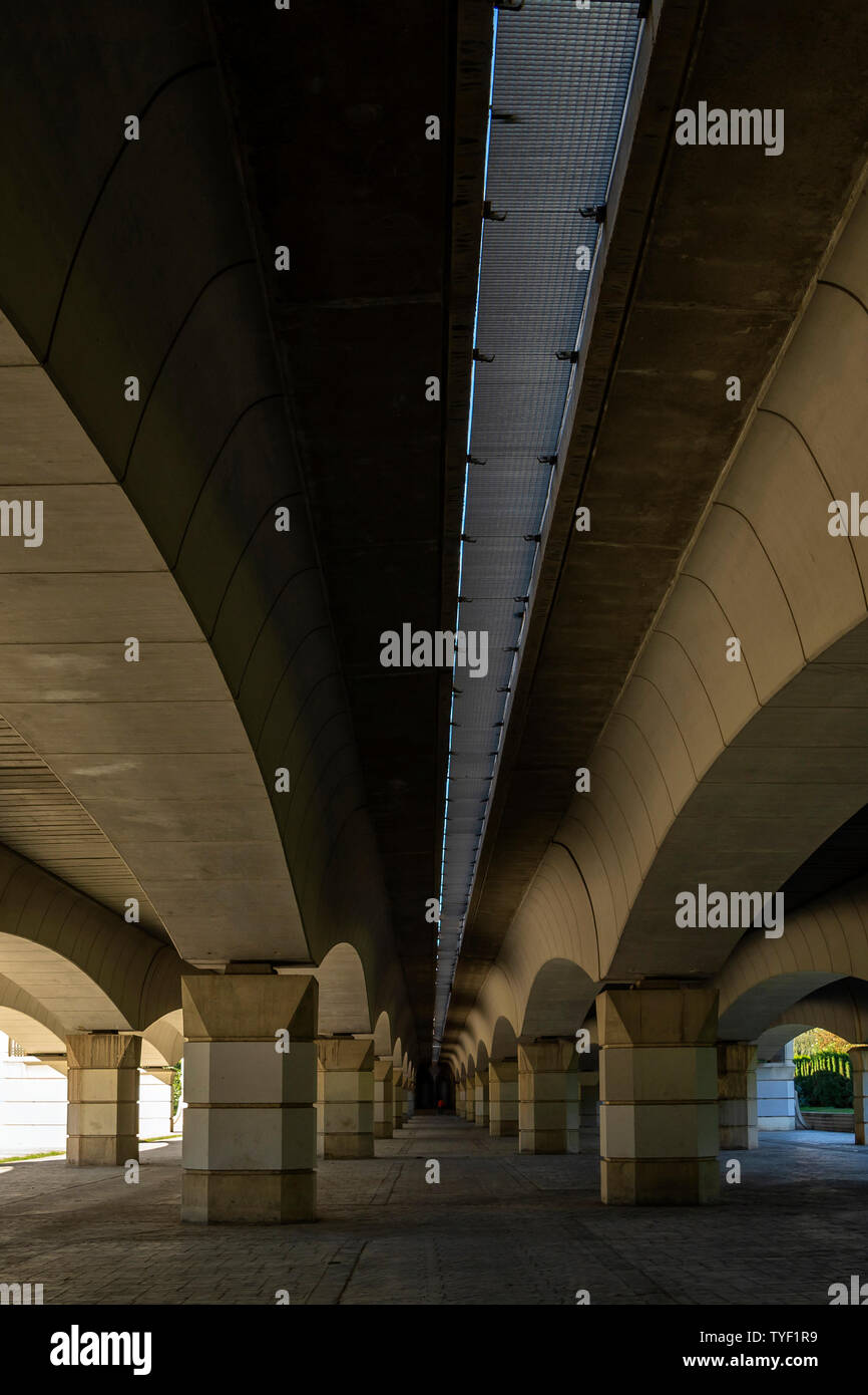 One of the many bridges across old river bed of Turia, turned into ...