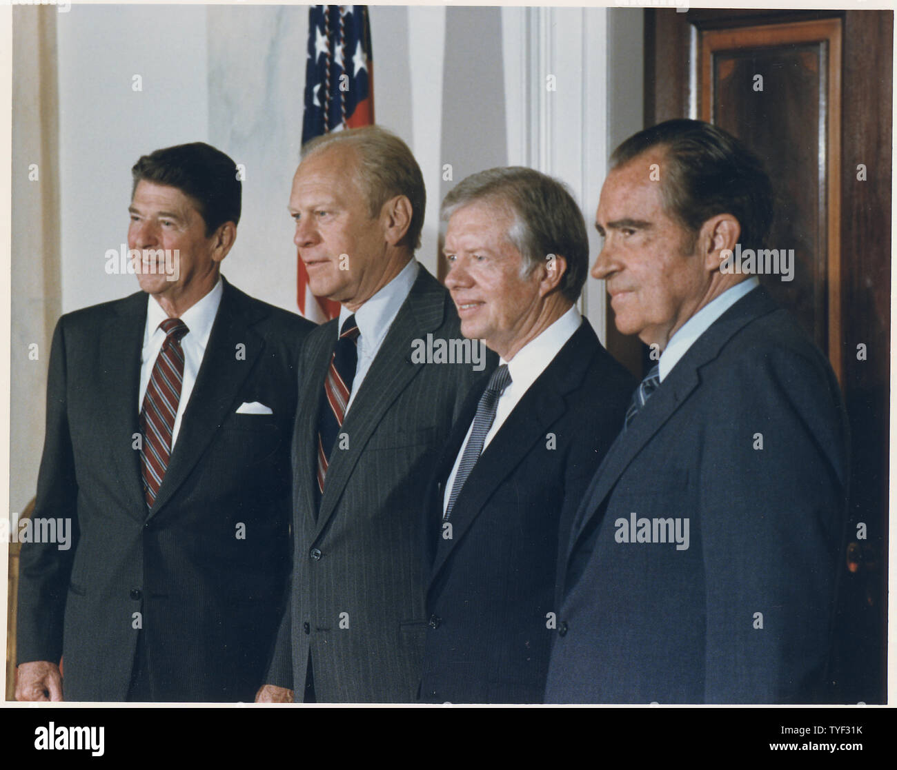 Photograph of the Four Presidents posing for a portrait prior to ...