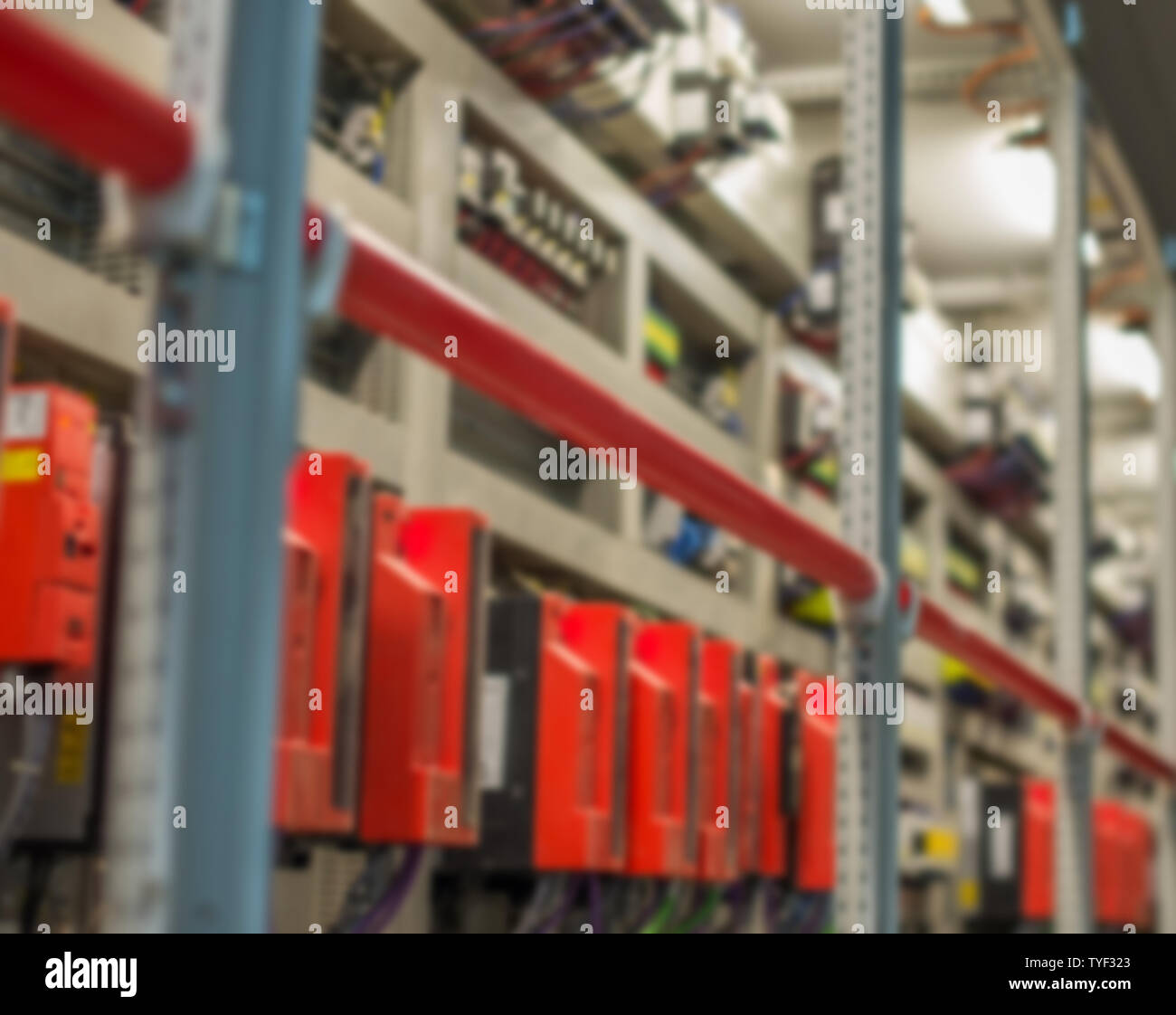PLC cabinet. Blurred engineering background Stock Photo - Alamy